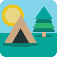 Camping icon as SVG, PNG, JSX, and Base64