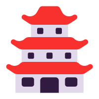 Japanese Castle icon as SVG, PNG, JSX, and Base64