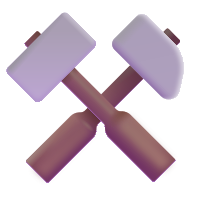 Hammer And Pick icon as SVG, PNG, JSX, and Base64