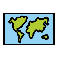 World Map icon as SVG, PNG, JSX, and Base64